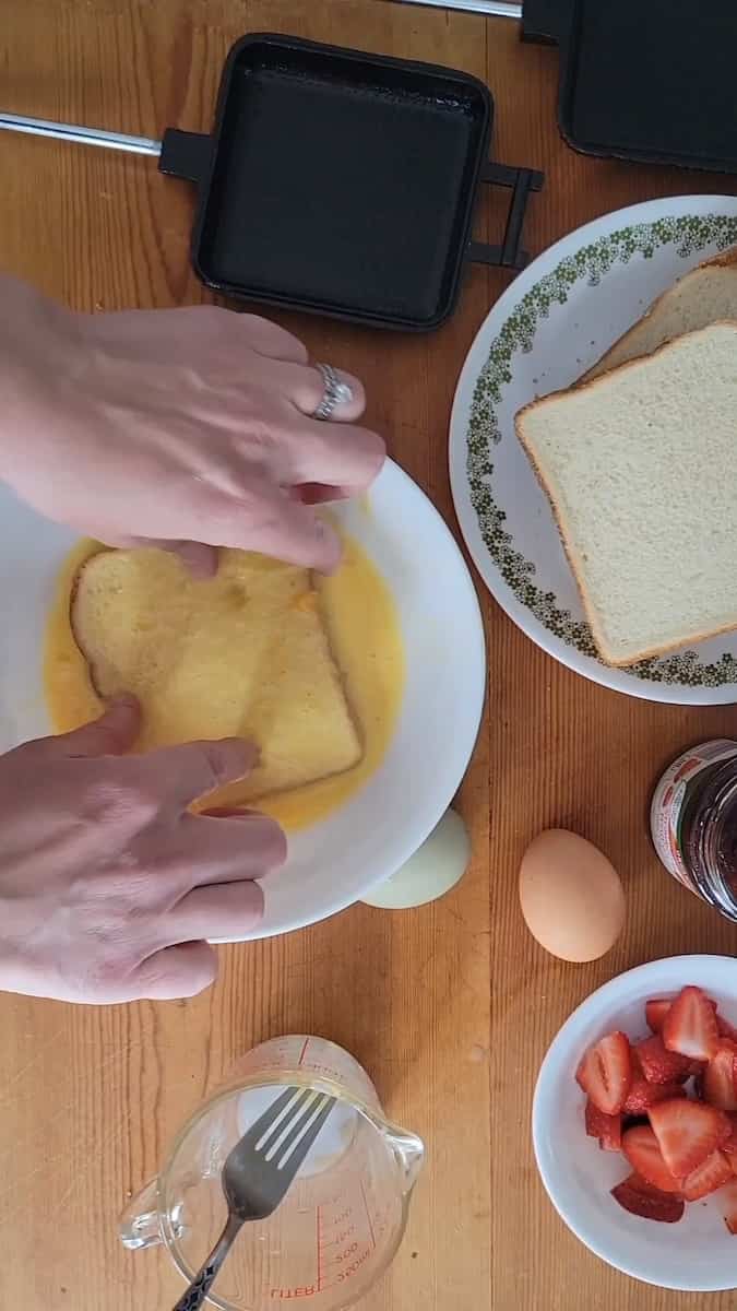Pie Iron Strawberry French Toast - Refresh Camping