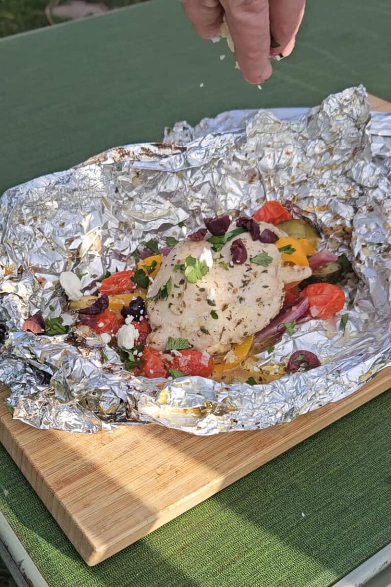 Mediterranean Chicken Campfire Foil Packets - Refresh Camping