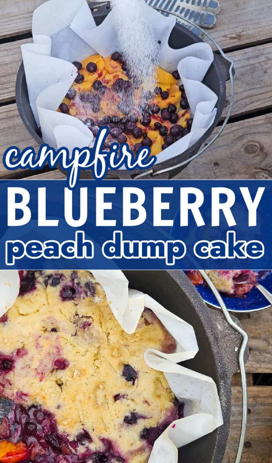 Peach Blueberry Dutch Oven Cake - Refresh Camping