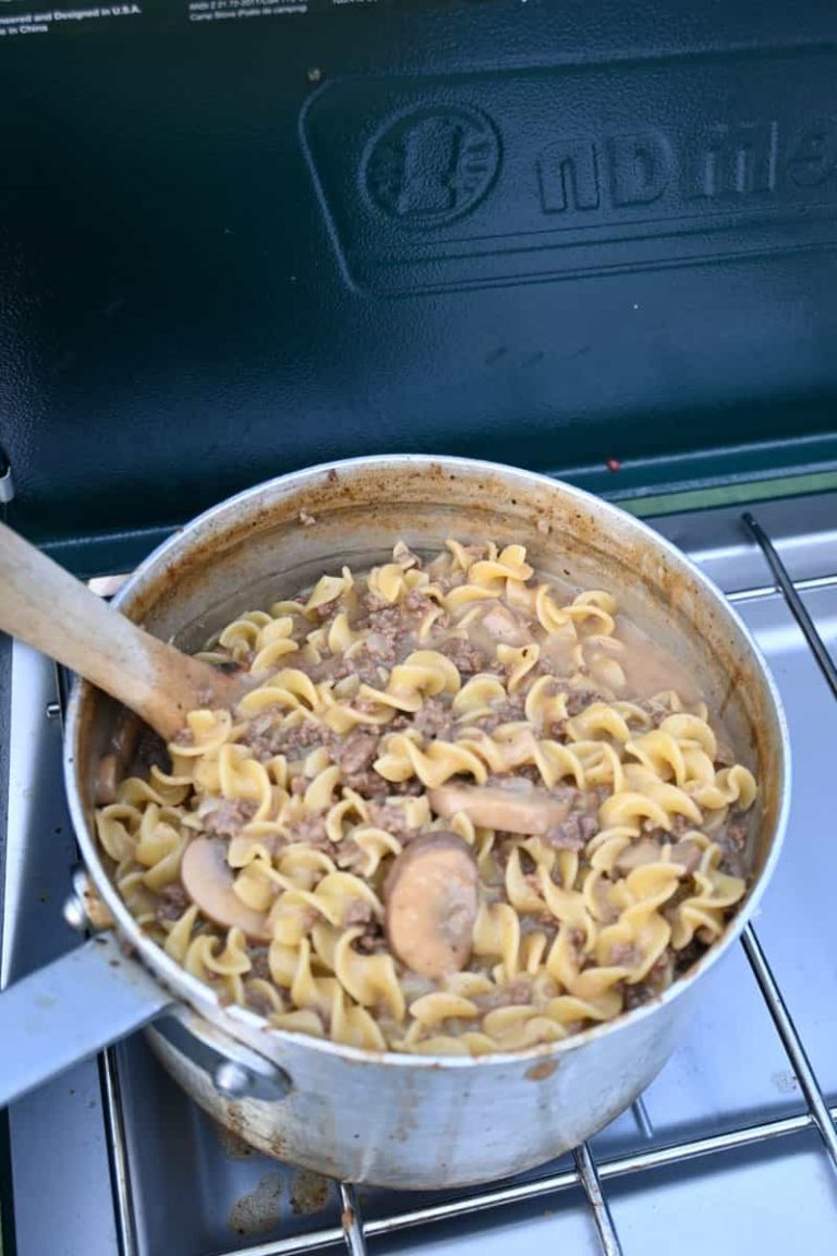 Beef Stroganoff One Pot Camping Dinner - Refresh Camping