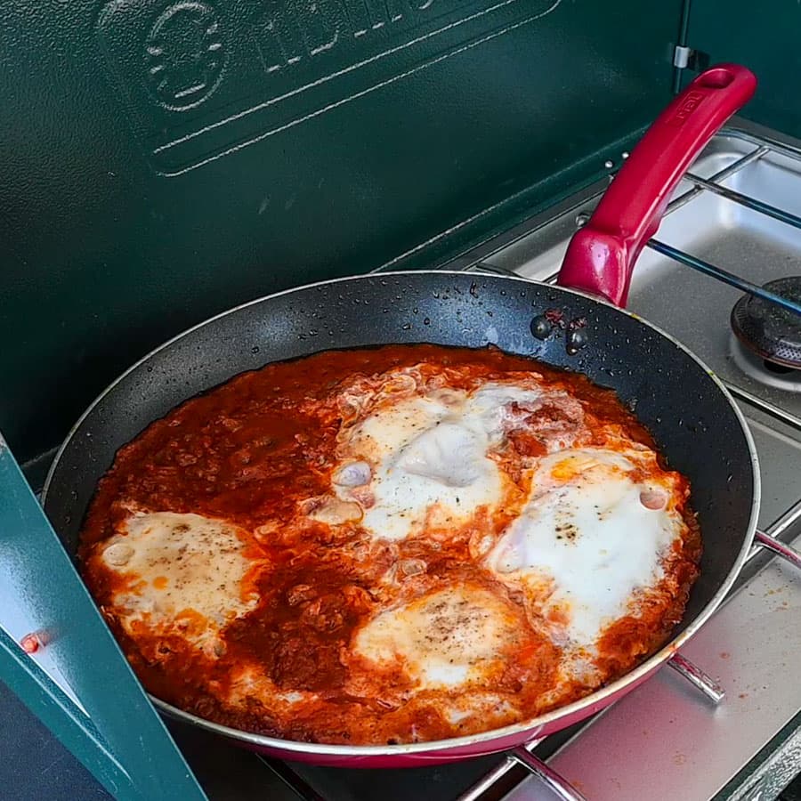 Spanish Eggs One Pan Camping Breakfast - Refresh Camping