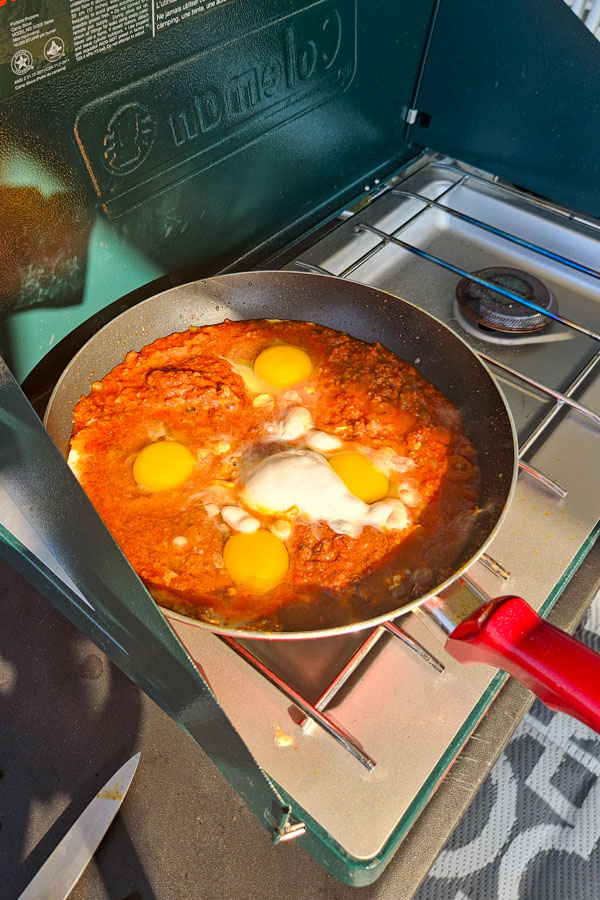 Spanish Eggs One Pan Camping Breakfast - Refresh Camping